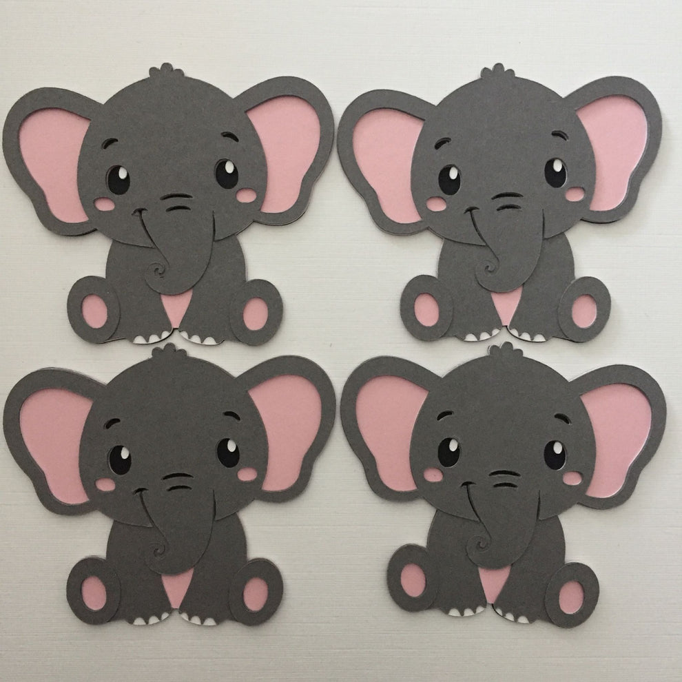 4 Handmade ELEPHANT Die Cut Card Making Toppers - Zoo, Safari, Jungle ...